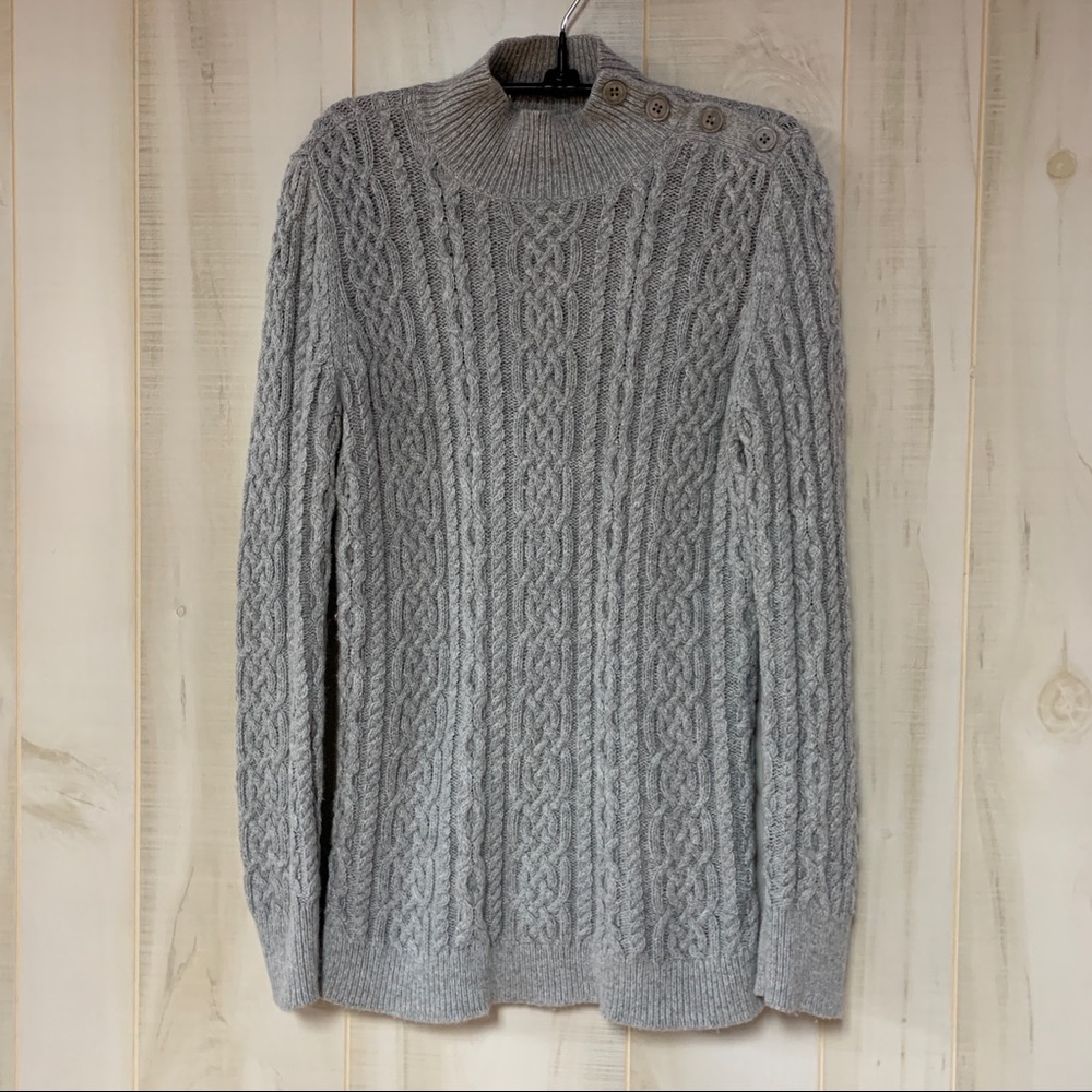 Talbots Grey Angora Cable Mock Neck Sweater S - Gem